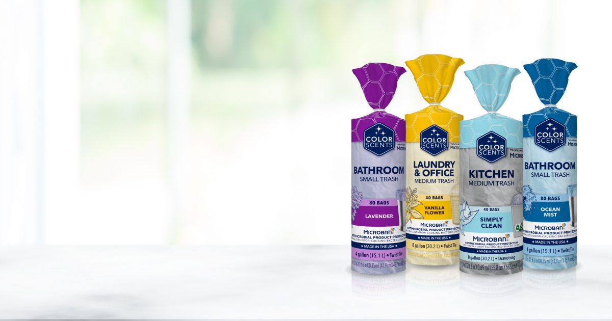 Scented Antimicrobial Trash Bags | Color Scents | Microban